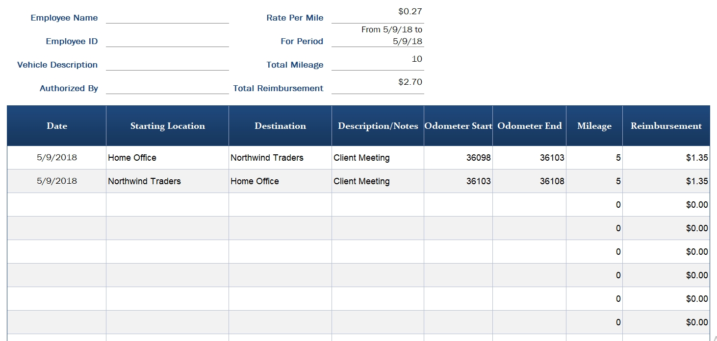 Mileage Log OFFICETEMPLATES NET Mileage Log OFFICETEMPLATES NET