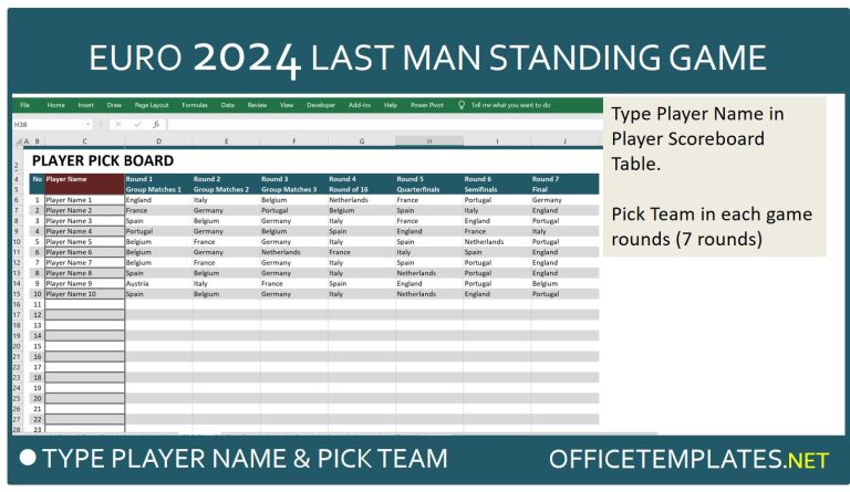 Euro 2024 Last Man Standing Game » OFFICETEMPLATES.NET